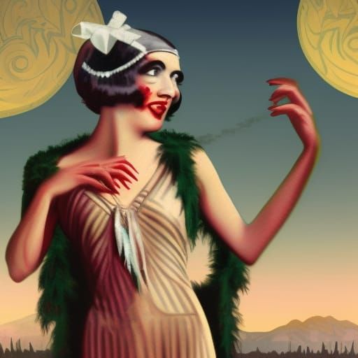 a Flapper dancer of the 1920s, detailed matte painting art deco ZOMBIE ...