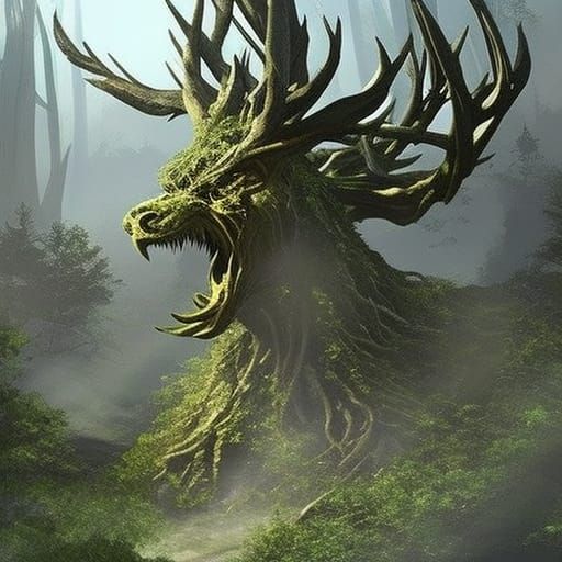 Leshens, spriggan, sorceror of the forest, bone head, It was a massive ...