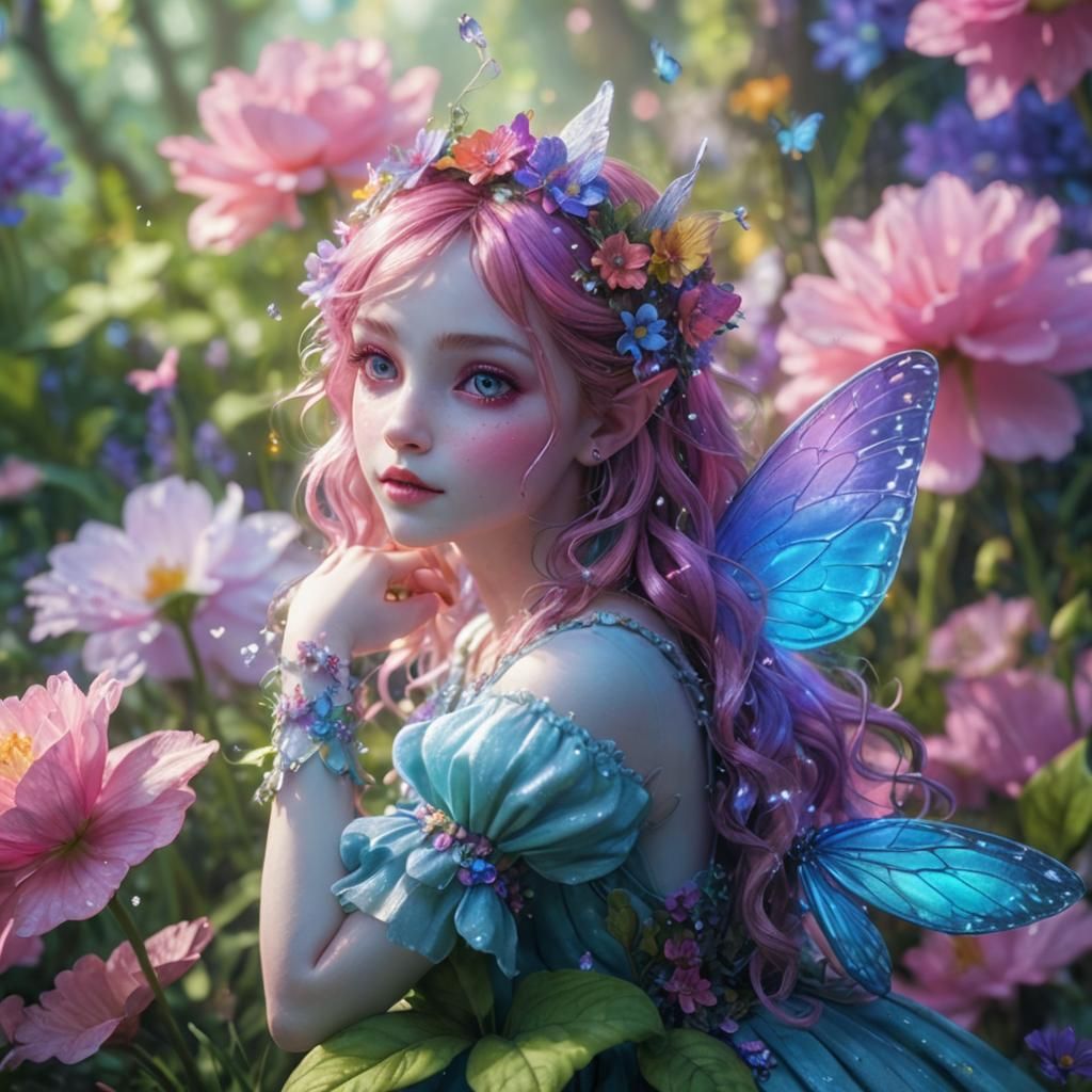 A beautiful fairy in flowery wonderland - AI Generated Artwork ...