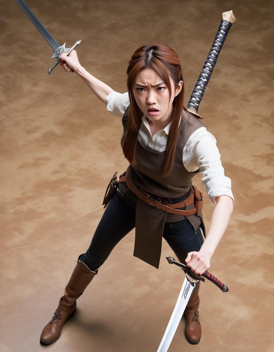 Sword fighting girl - AI Generated Artwork - NightCafe Creator