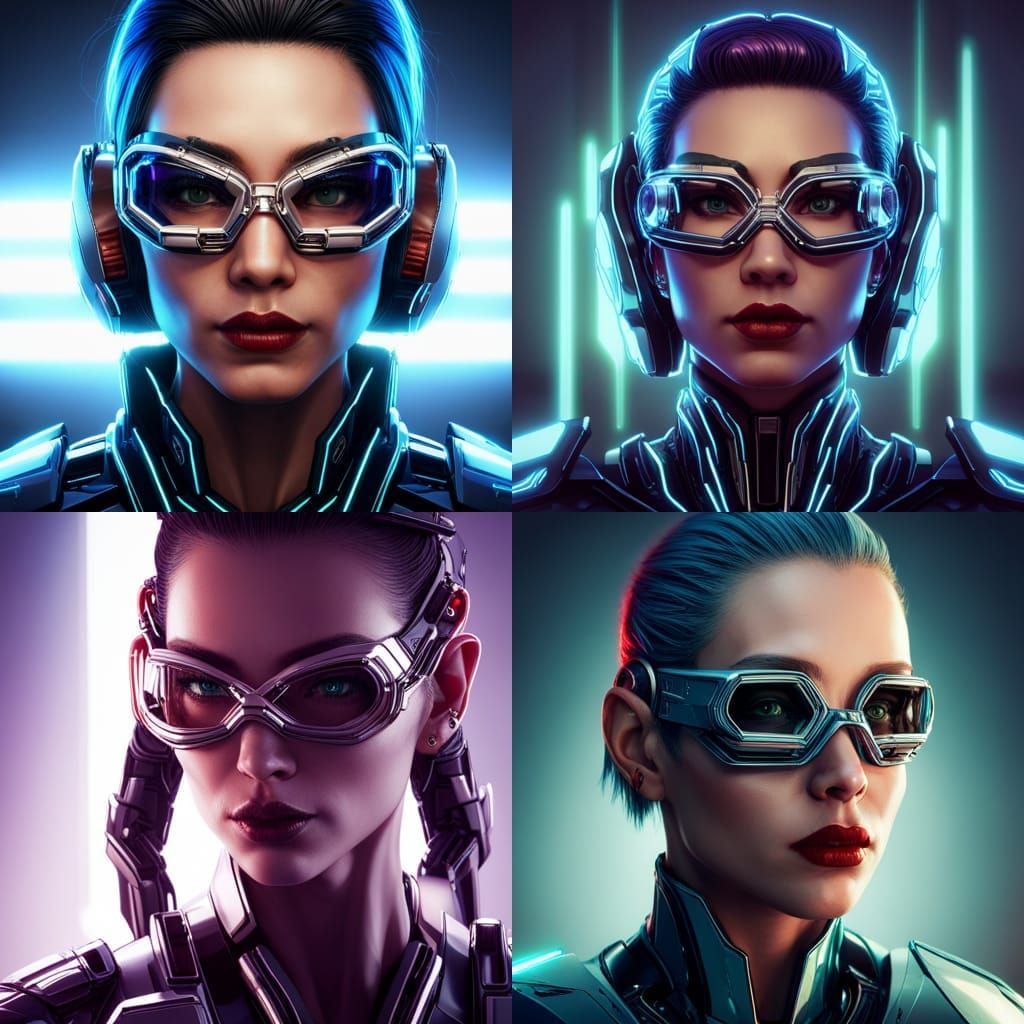 Cyber punk style portrait of a woman wearing digital looking armor and ...