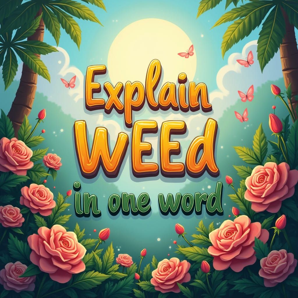 Explaining Weed in One Word: Vibrant Cartoon Fanta... - AI Art