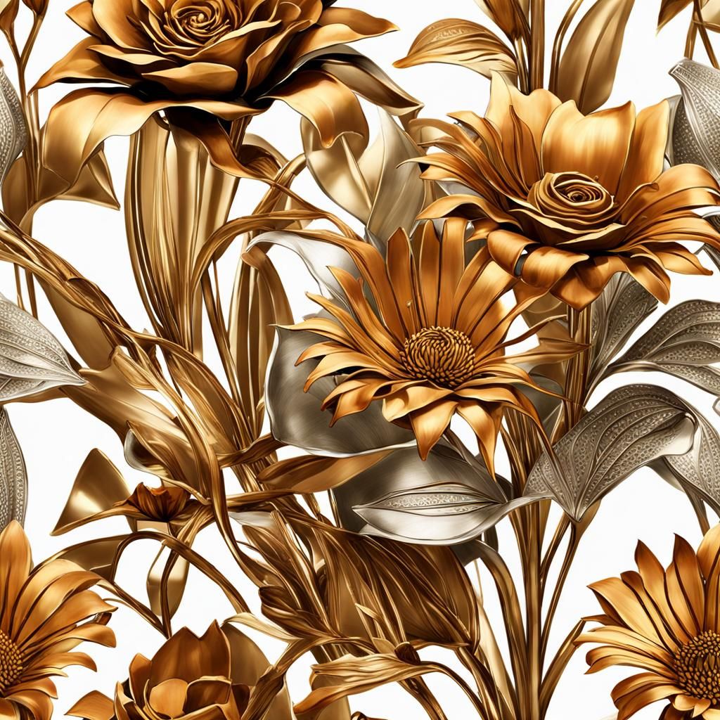 (The metallic bouquet is a symphony of metallic colors and shapes:2.1) (Copper roses with ...