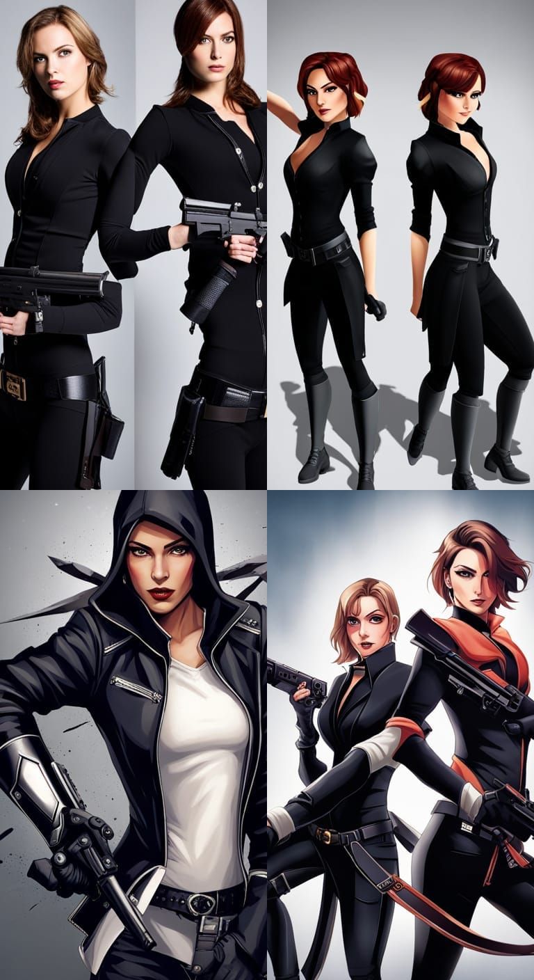 2 female assassins in the style of 'Leon' - AI Generated Artwork ...