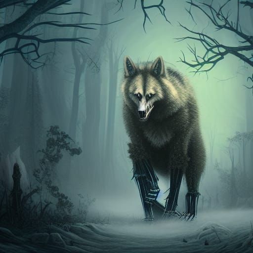 Spooky wolf bear skeleton - AI Generated Artwork - NightCafe Creator