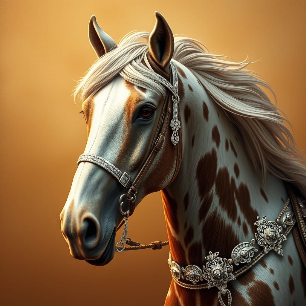 Majestic Appaloosa Mare in Glittering Western Rega... - AI Art