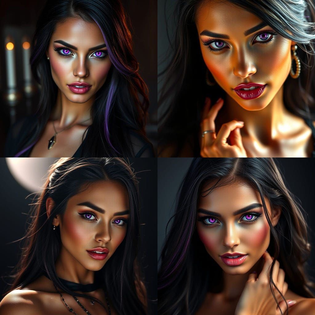 A modern looking beautiful female vampire with striking luminescent ...