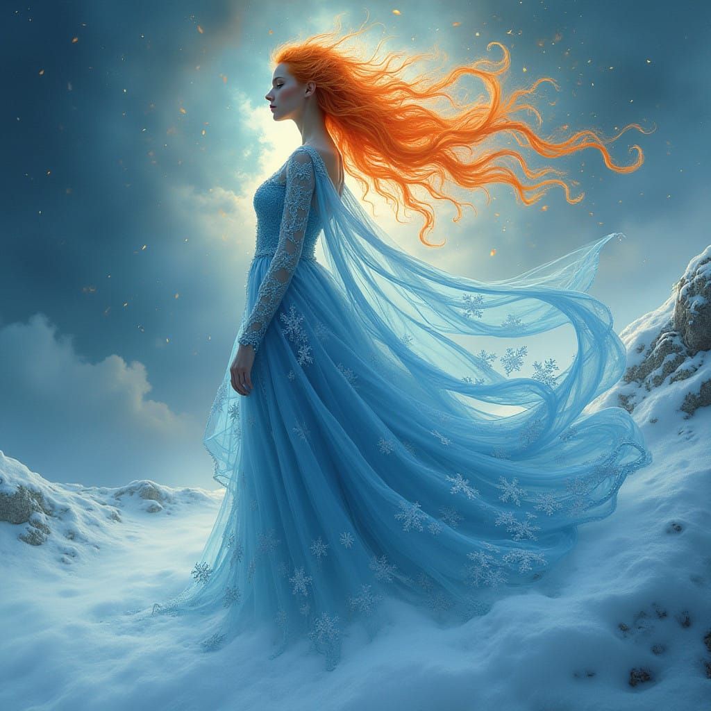 Goddess of ice and fire - Regal Goddess of Contrasting Eleme...