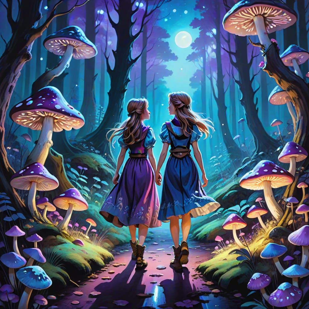 Ethereal Aeris in the Dreamlike Mushroom Realm - AI Art