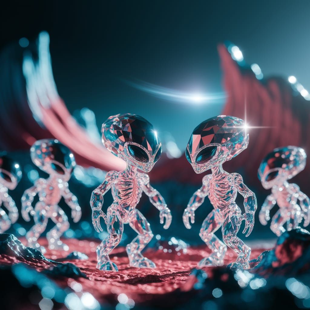 Crystal Aliens in Cinematic Macro Photography - AI Art