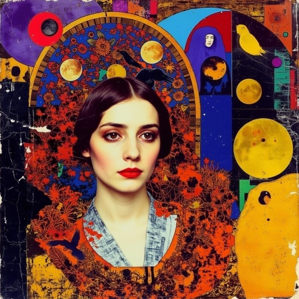 Psychedelic Expressionist Goddess in Vibrant Kalei... - AI Art