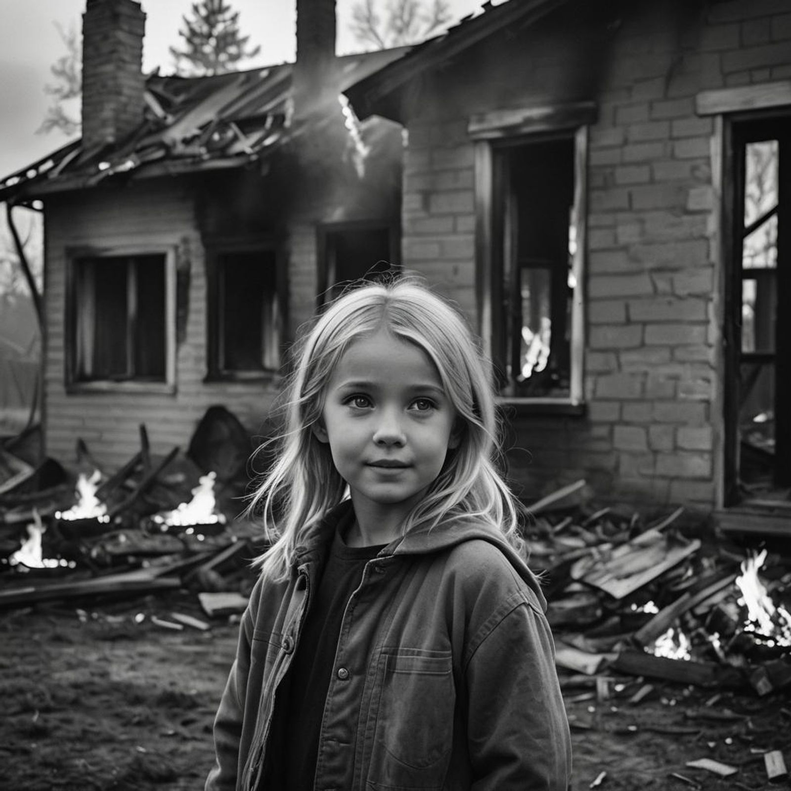 grayscale, adorable but somehow frightening little blonde girl standing ...