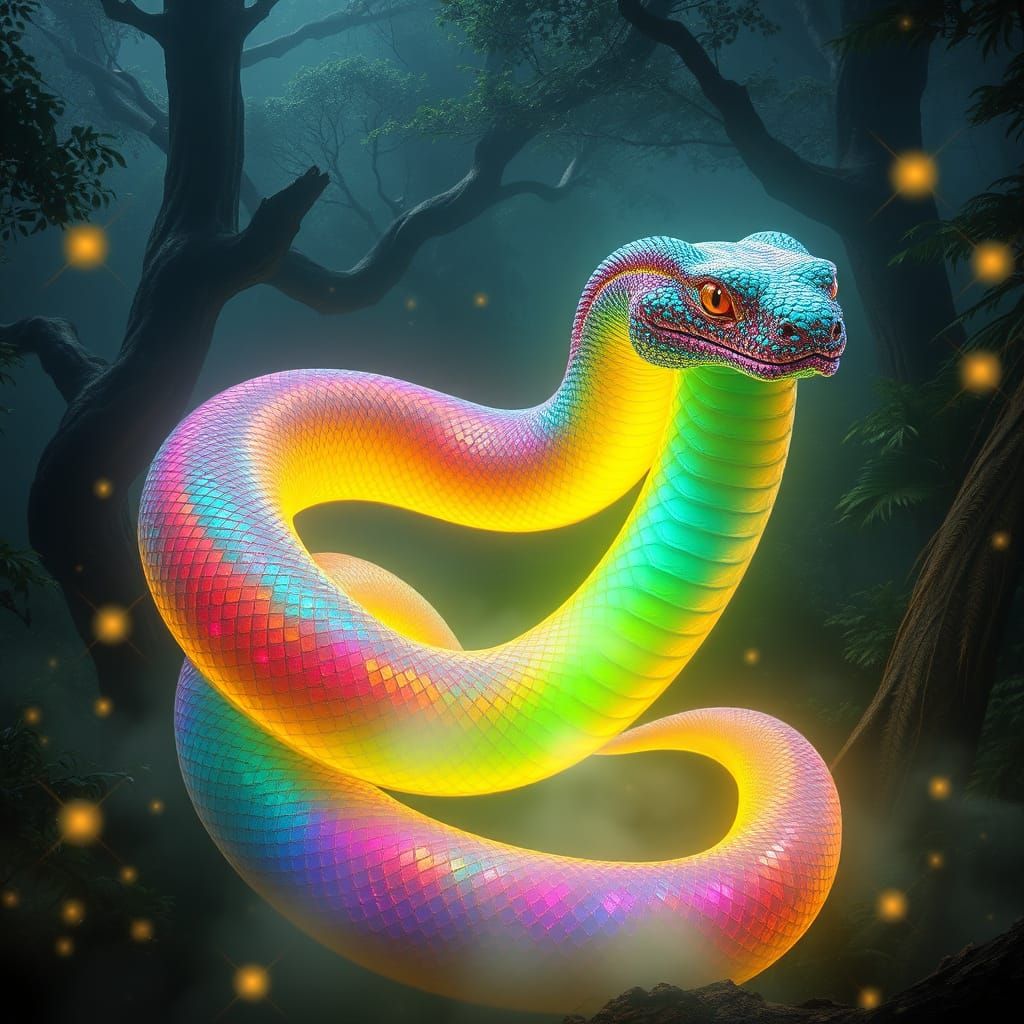 The Majestic Colourful Serpent - Surreal Cosmic Serpent Sli...