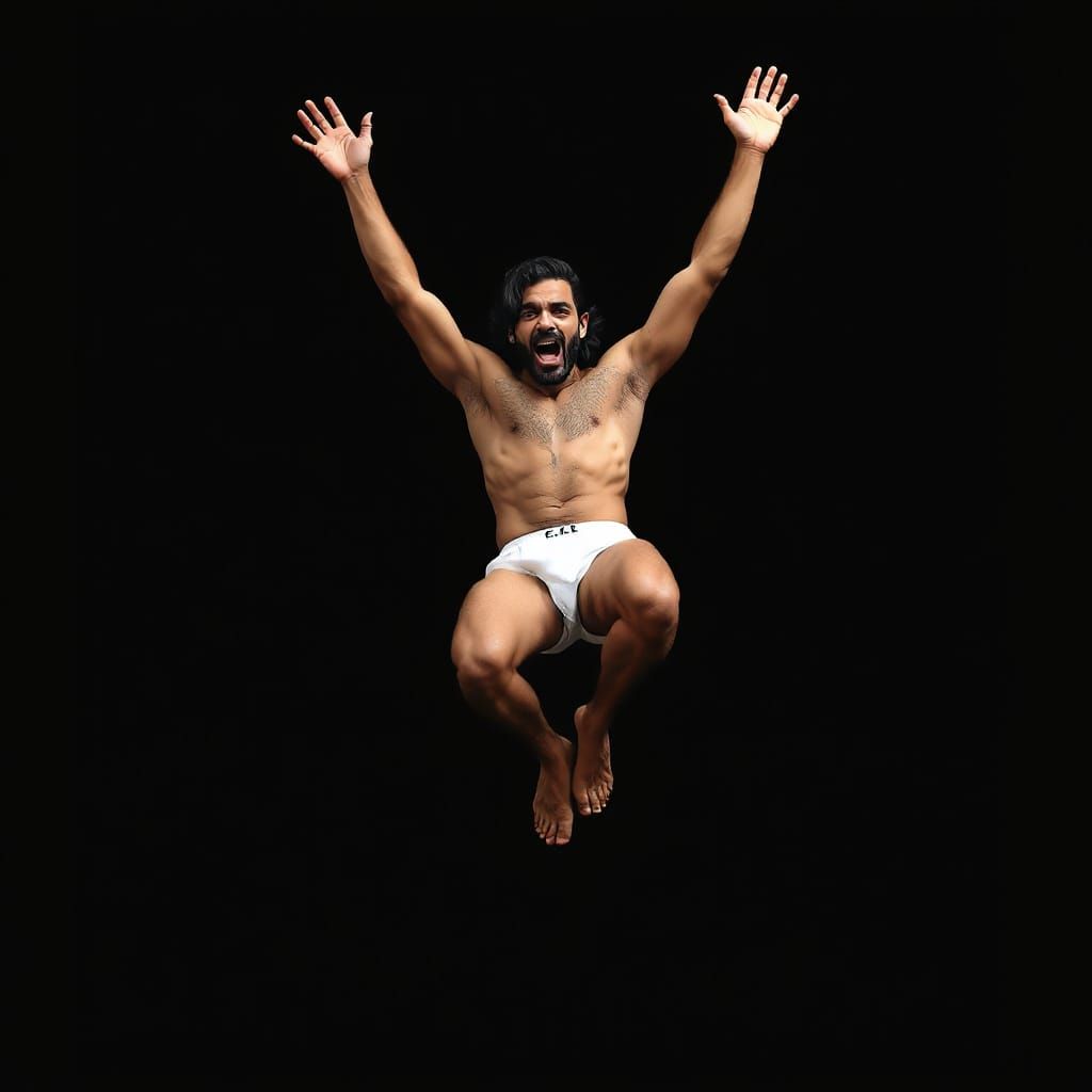 Falling into the void - Muscular Man Falling into a Dark Voi...