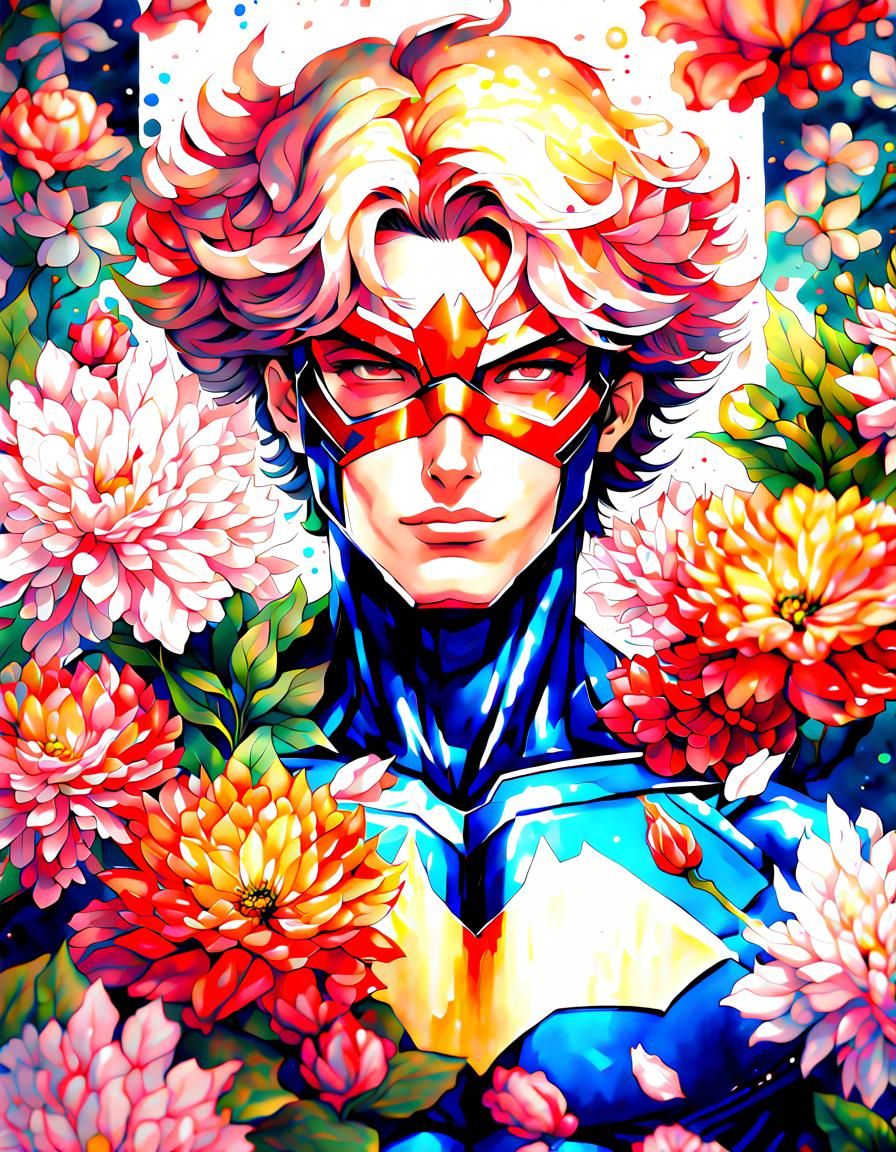 A superhero surrounded by flowers. 2 - AI Generated Artwork - NightCafe ...