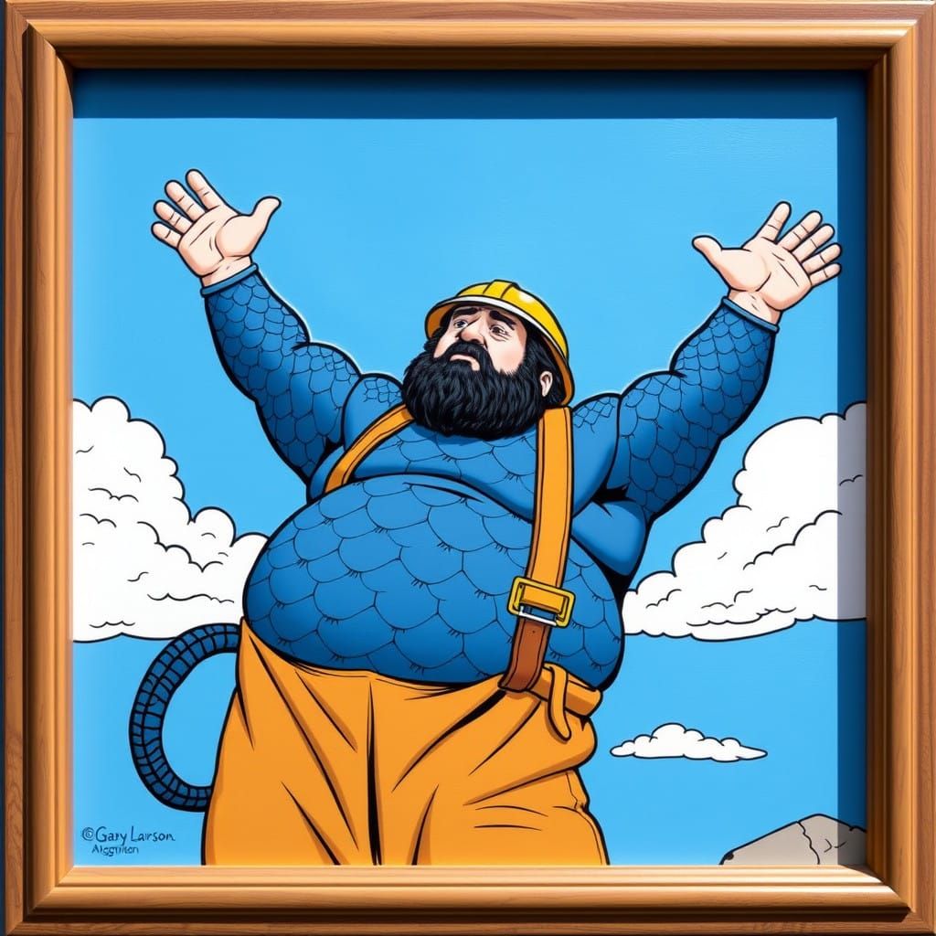 Atlas' Lament: A Gary Larson-Inspired Art Piece - AI Art