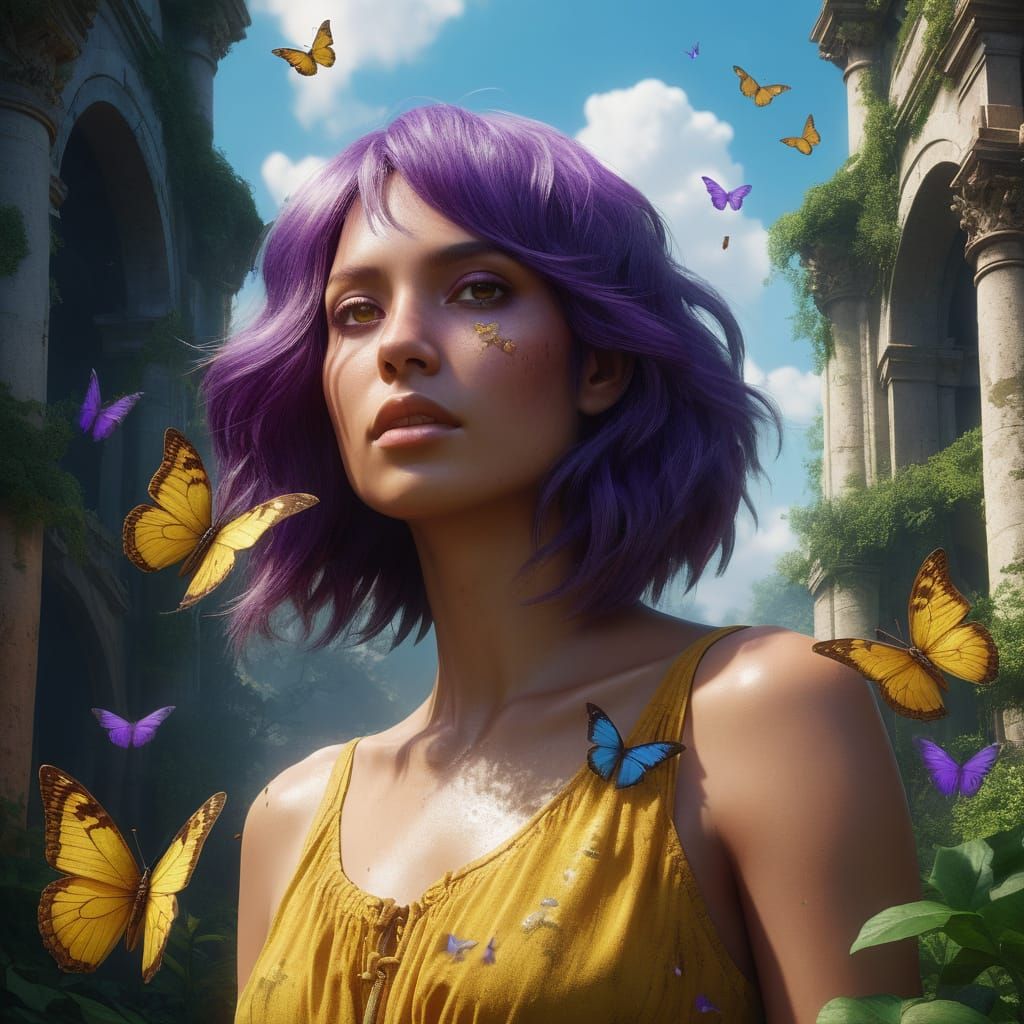 Hyper-Realistic Portrait of a Young Woman Amidst V... - AI Art