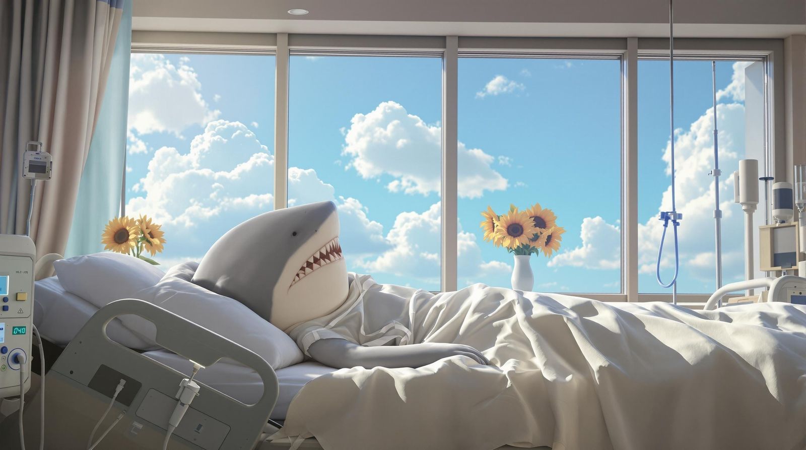 Shark Weak - Surreal CGI Portrait of a Weak Shark in Hospita...