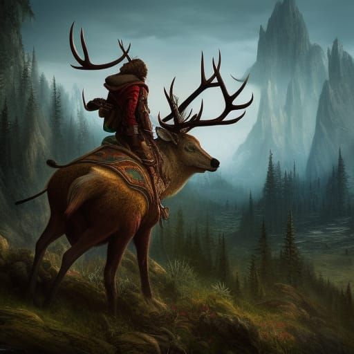 Elf on an Elk Mount - AI Generated Artwork - NightCafe Creator