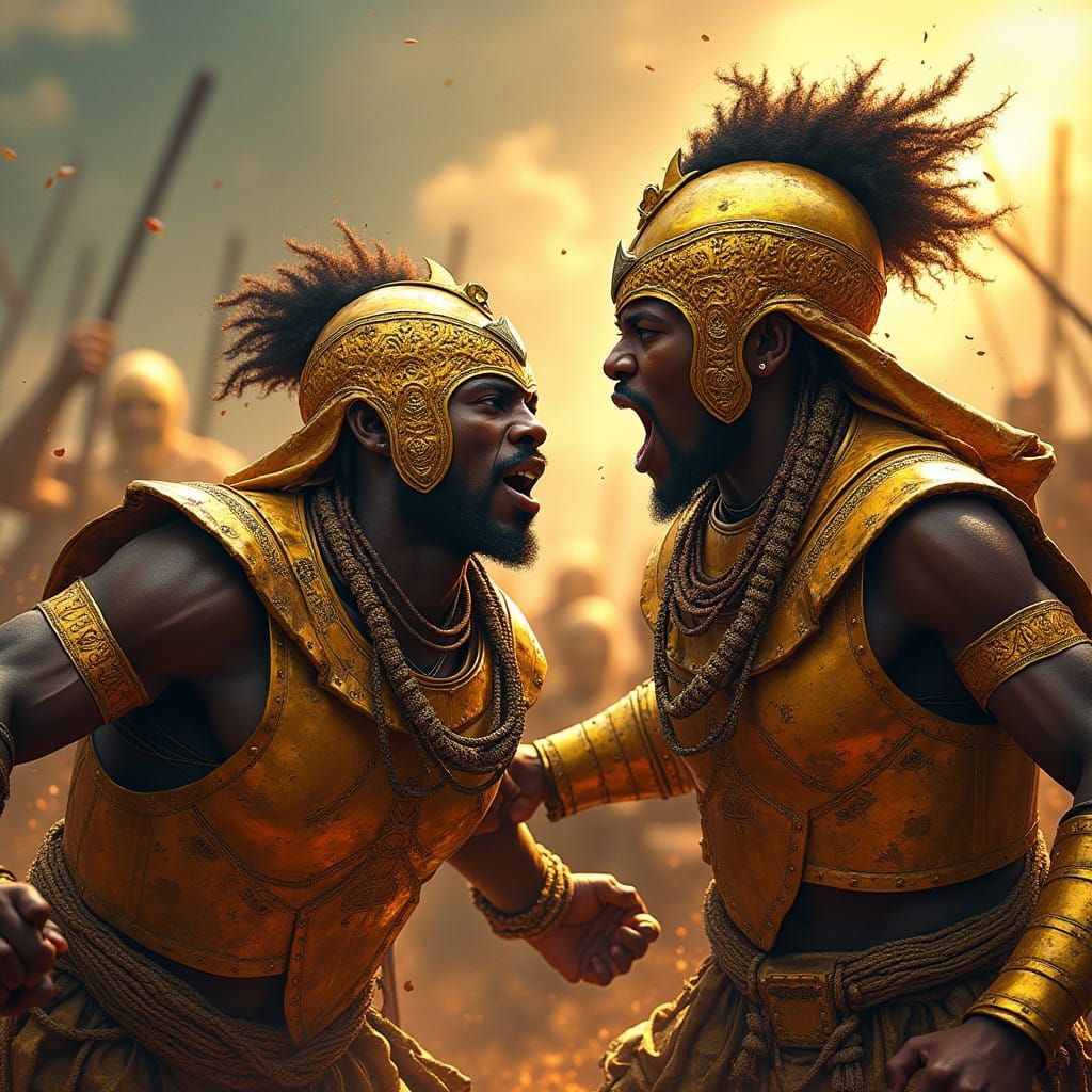 Africans at war armour golden - African Warriors in Golden A...