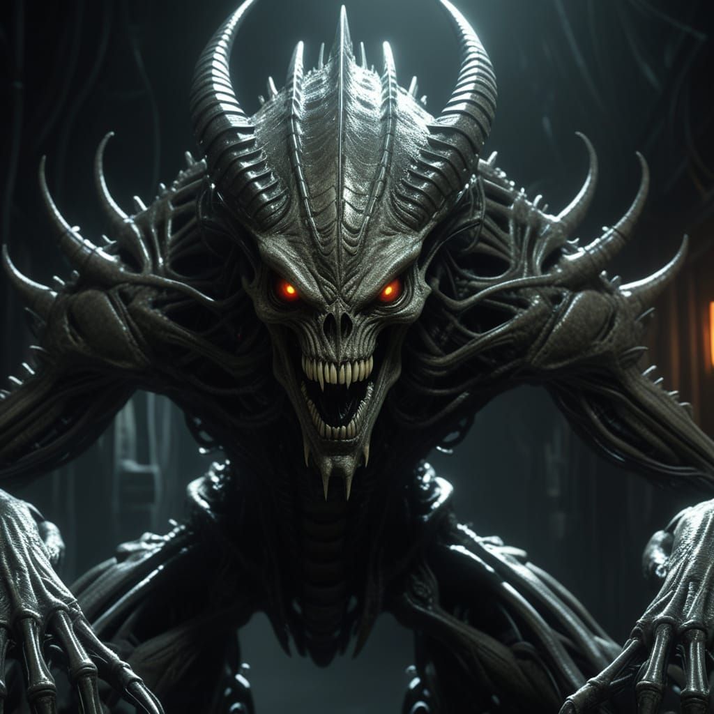 Biomechanical Horror Creature in Dark, Industrial ... - AI Art
