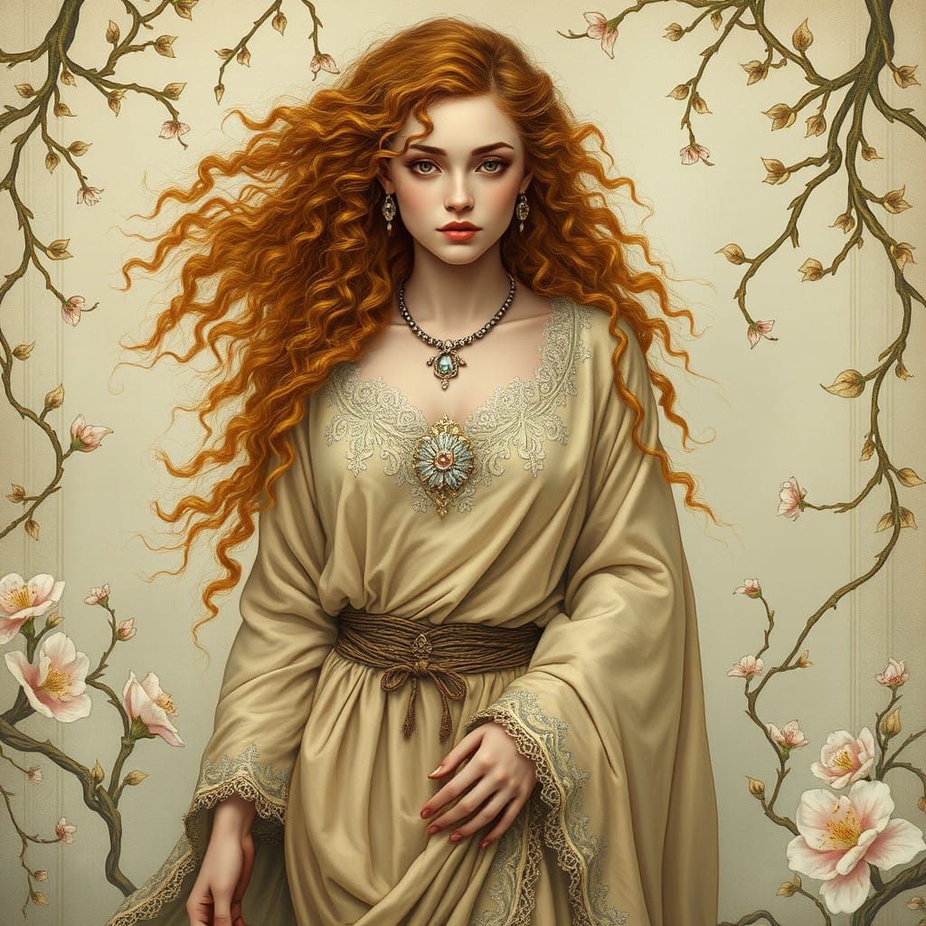 Ethereal Art Nouveau Portrait of a Mythical Women ... - AI Art