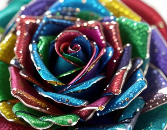 close up of a multi color rose made out of glass - AI Generated Artwork ...
