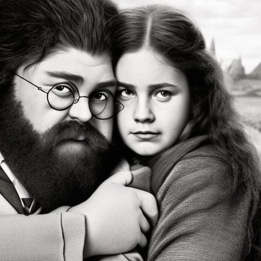 Hagrid And Hermione Vintage Photo Ai Generated Artwork Nightcafe