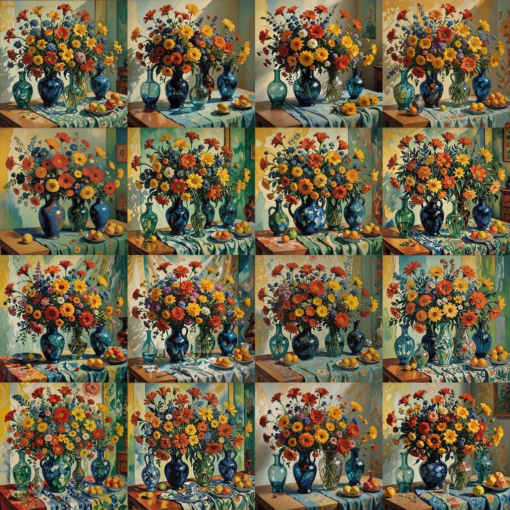 An animation of a rotation of A post impressionist painting of still ...
