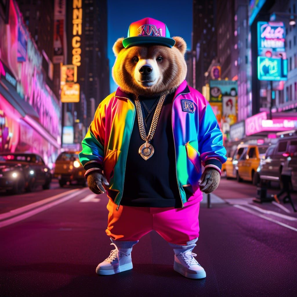 Bear Rapper, wearing hip-hop modern clothing - AI Generated Artwork ...