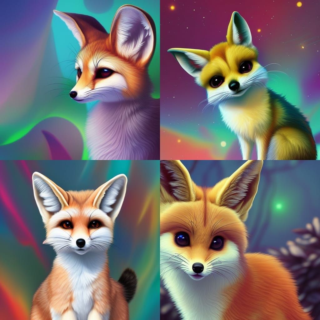 cute fennec, full boddy, vivid colors, super highly detailed ...