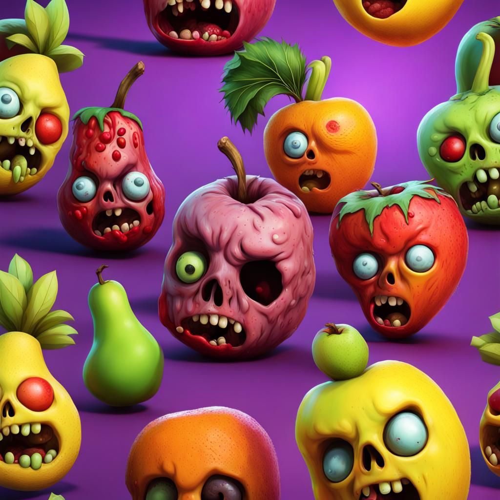Zombie-Fruit Characters - AI Generated Artwork - NightCafe Creator