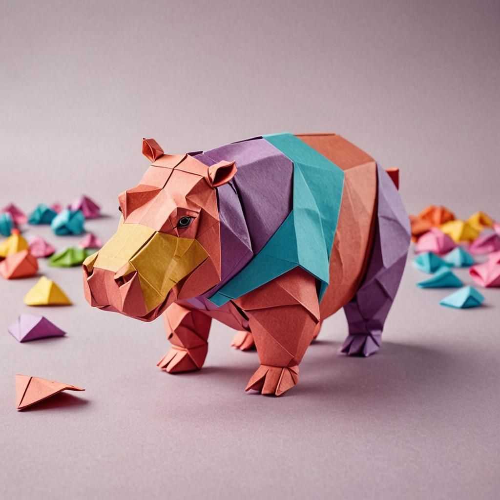 Origami Hippopotamus - AI Generated Artwork - NightCafe Creator