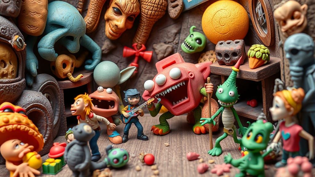 Claymation-based workshop - Whimsical Claymation Scene of Ac...