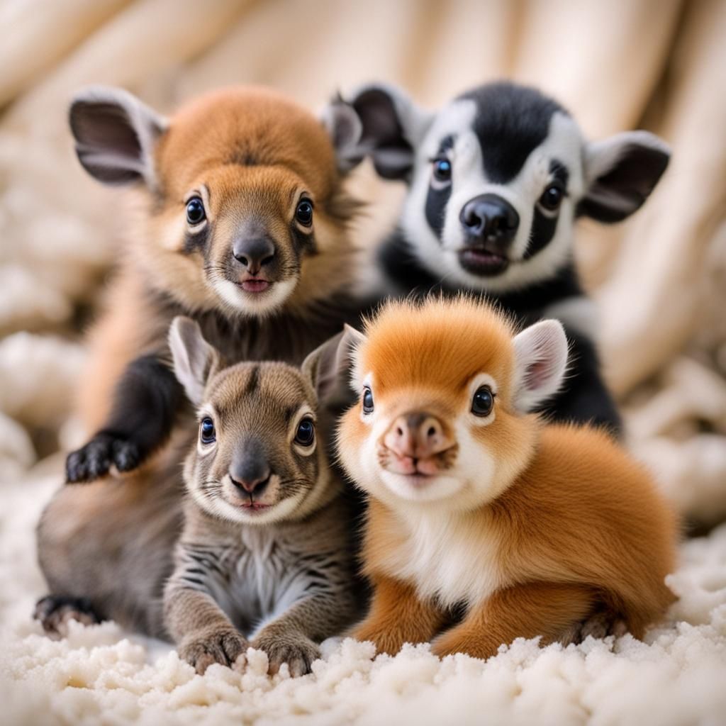 baby animals all cute and adorable, playing together looking at the ...