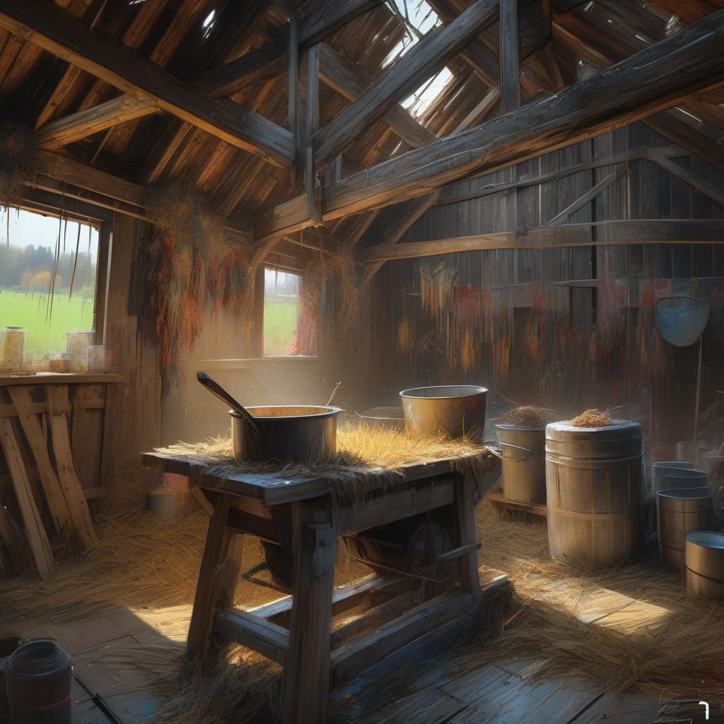 Interior of a barn, ver. 2 - AI Generated Artwork - NightCafe Creator