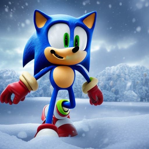 Sonic in the snow - AI Generated Artwork - NightCafe Creator