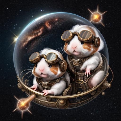 stardust in milkyway. floating guinea pigs. intricate detail. highres ...