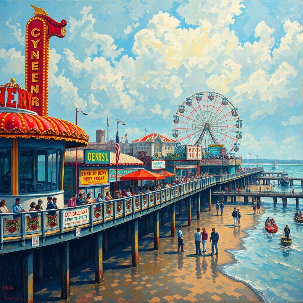 Monet-Inspired Coney Island in 1936 - AI Art