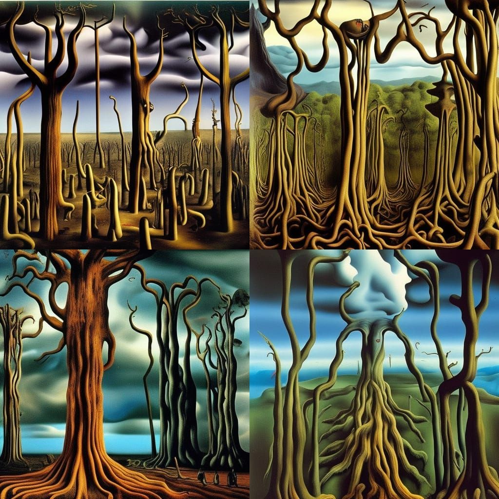 The dreadful Forest of The Screaming Trees. surrealism Salvador Dali ...