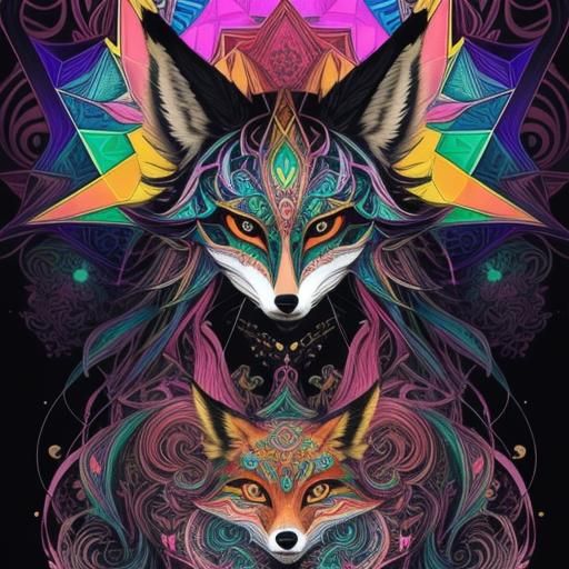 "(Hyper detailed anime art of a fox inspired Venetian mask in ...