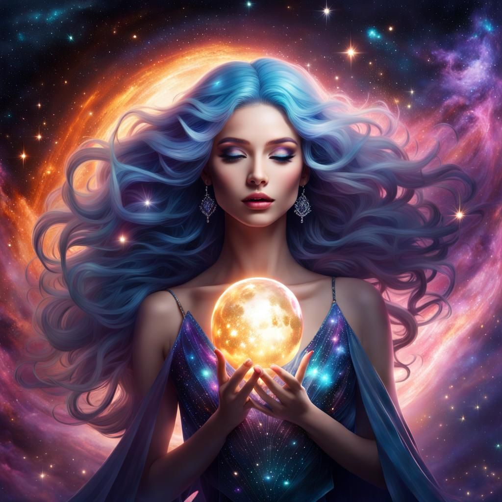 A girl with cosmic elements - AI Generated Artwork - NightCafe Creator