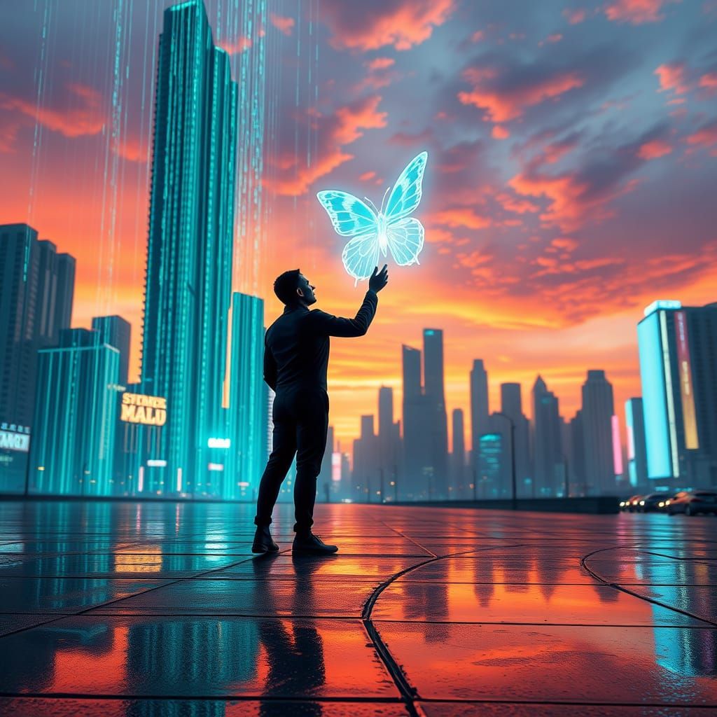 Glowing turquoise data streams cascade through a hyper-realistic ...