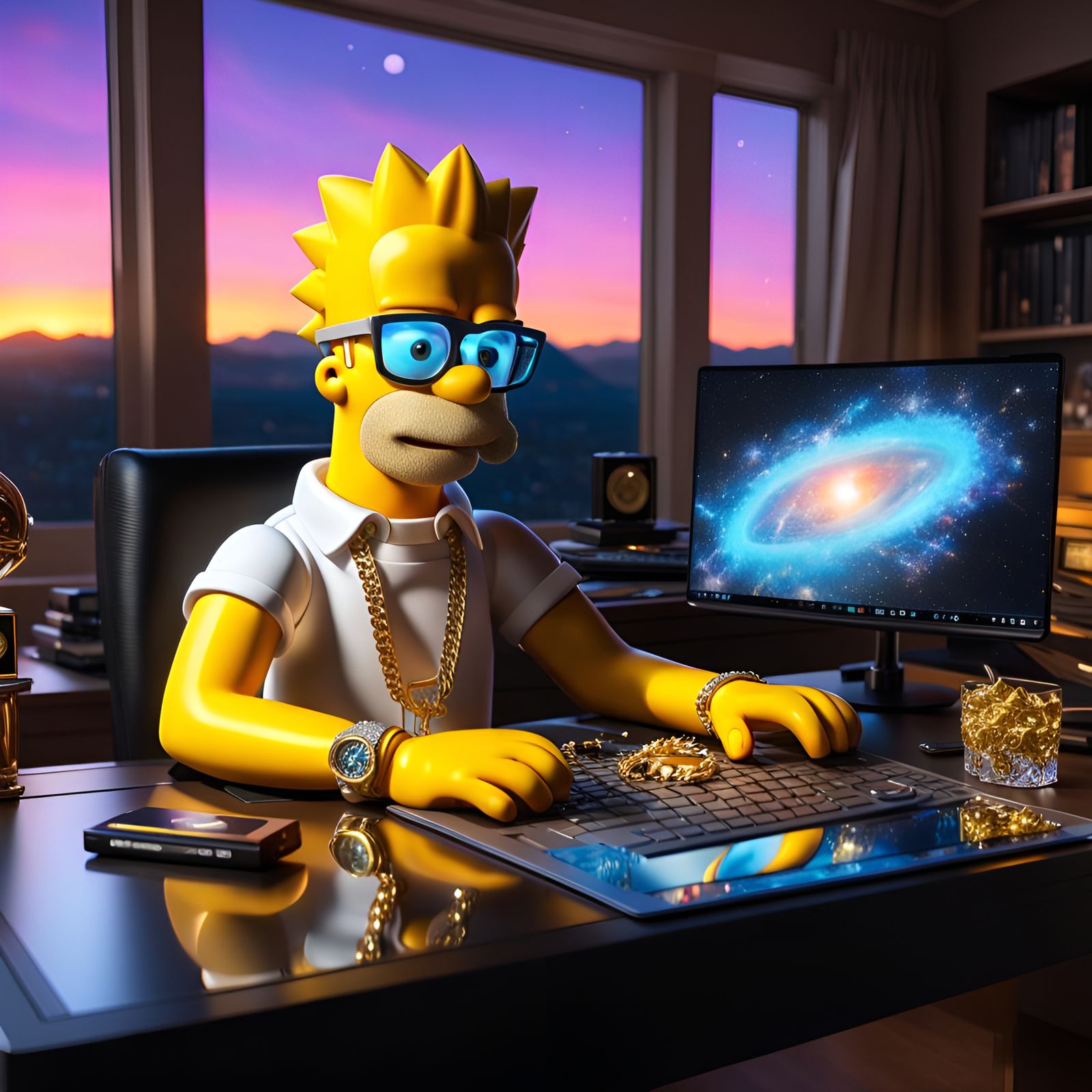 Independent Smart Bart Simpson Making Lots Of Money - AI Generated ...