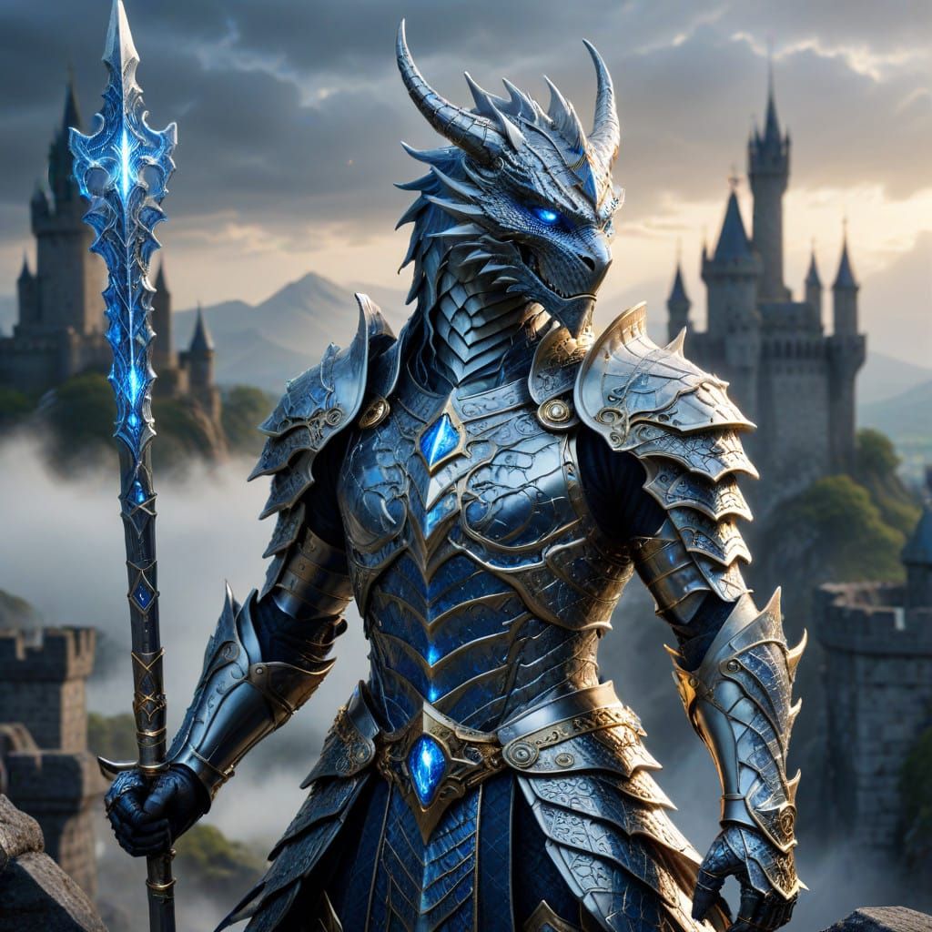 Blue Dragon Knight IV - Ethereal Silver Knight Rides Dragon ...