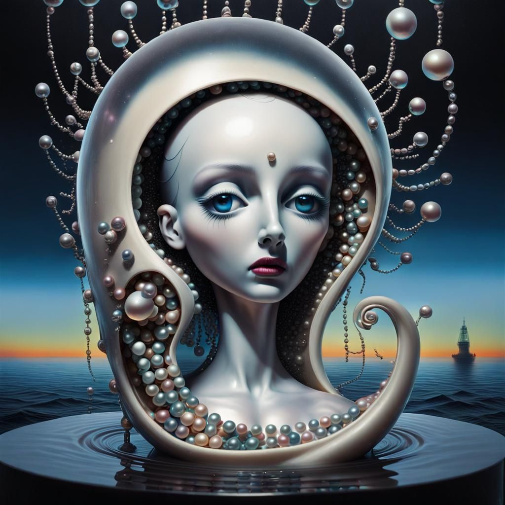 Luminous pearls Kafkaesque Surrealism captured inside a (Mark Kostabi Nautilus Tear 1:5 ...