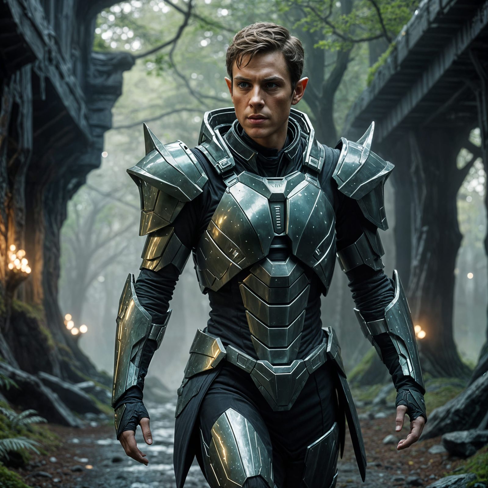 Space Elf - Ethereal Sci-Fi Elf Warrior in Graphene Space Ar...