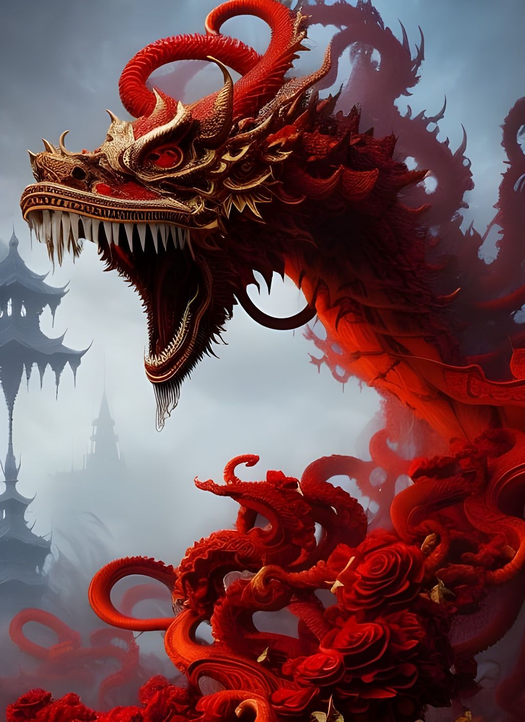 Red Jialong Dragon - AI Generated Artwork - NightCafe Creator