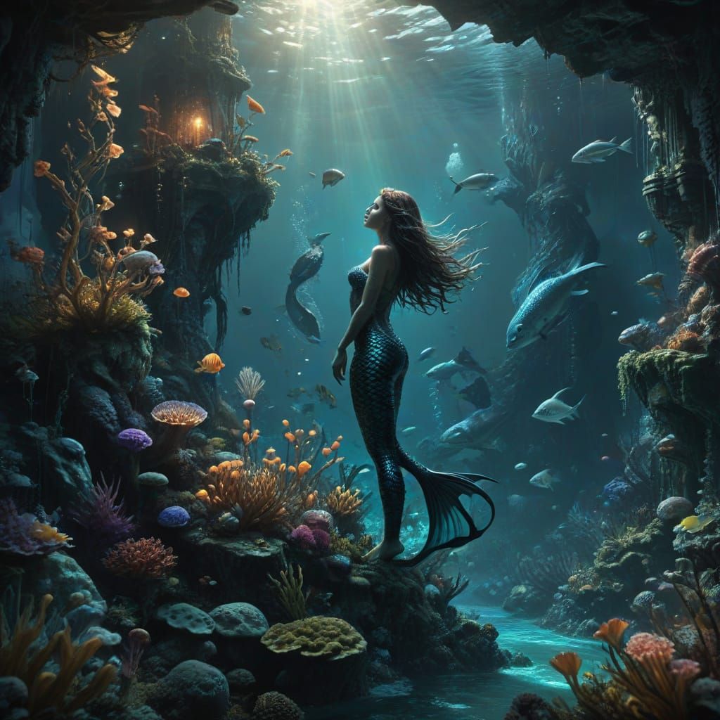Epic Mermaid Realm Unveiled in Vibrant Digital Art - AI Art