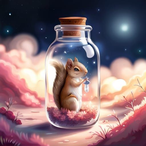 little squirrel in a bottle - AI Generated Artwork - NightCafe Creator